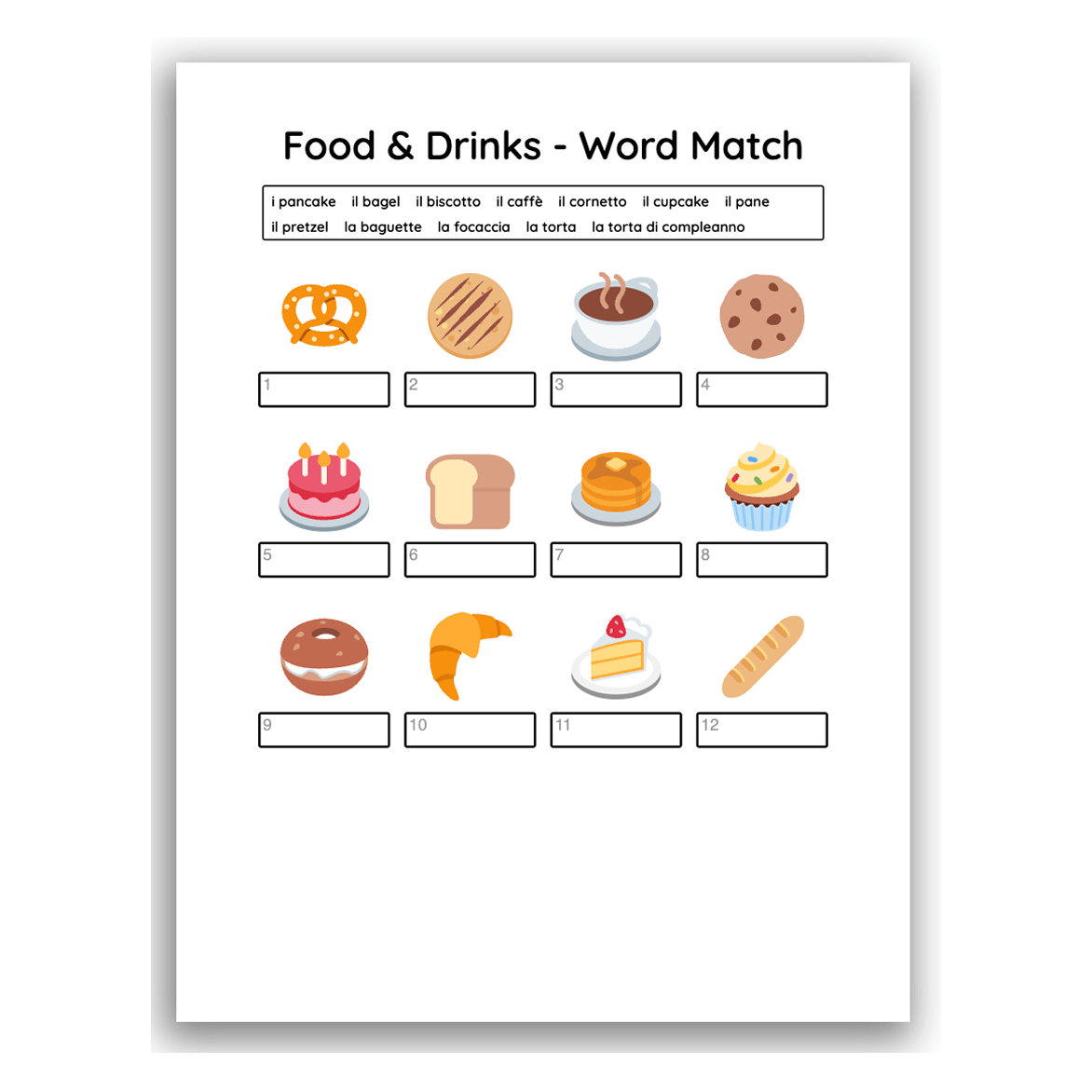 Italian Worksheets for Beginners and Kids - Free PDFs