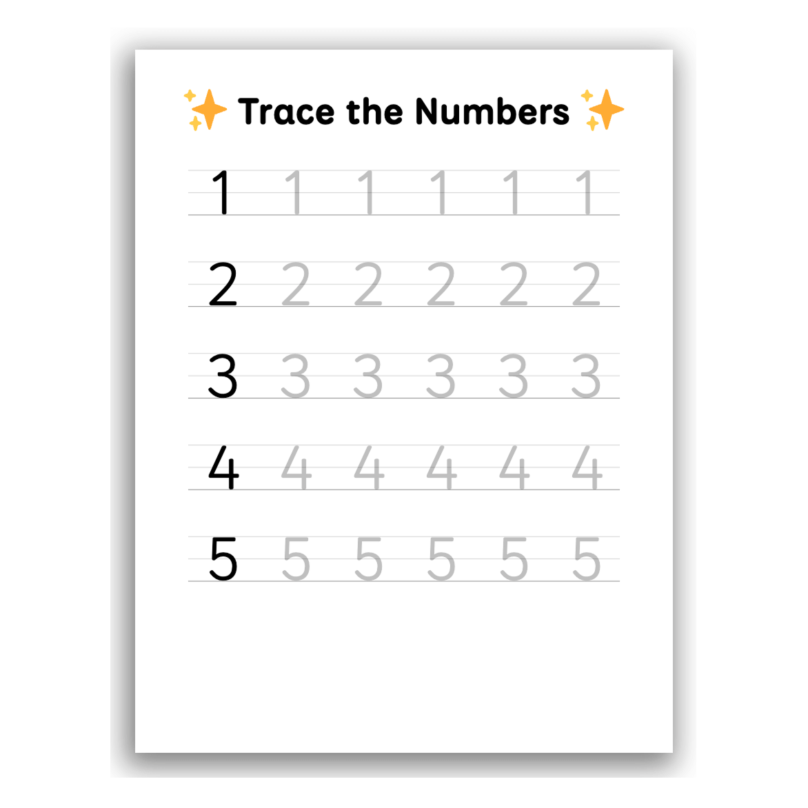 Number Tracing Worksheets 1-5 - Free PDFs