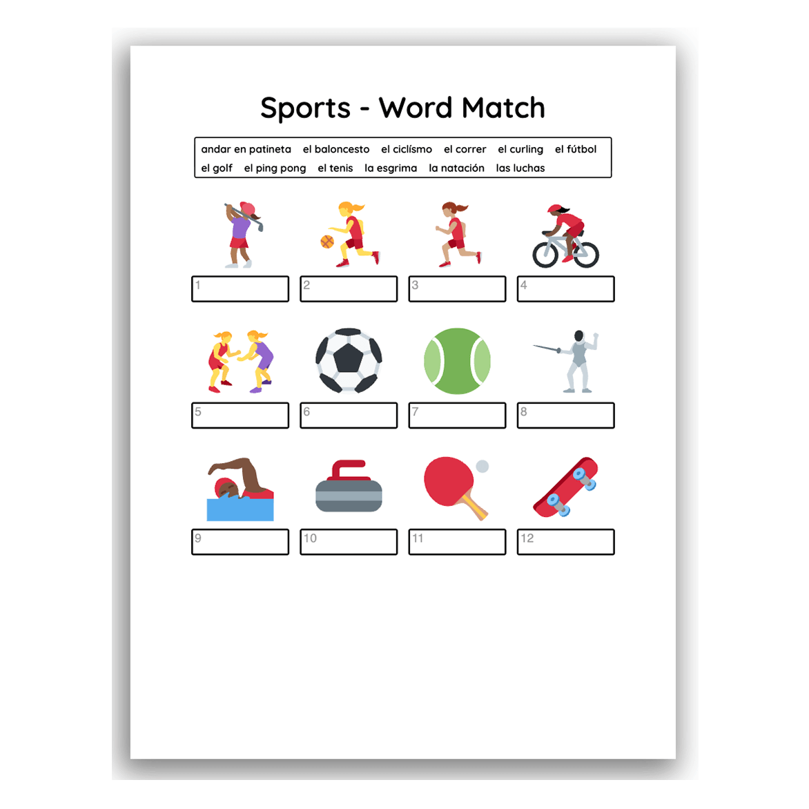 Hojas de trabajo de español para imprimir - PDFs gratis